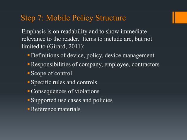 7 steps to developing a mobile device policy | PPT