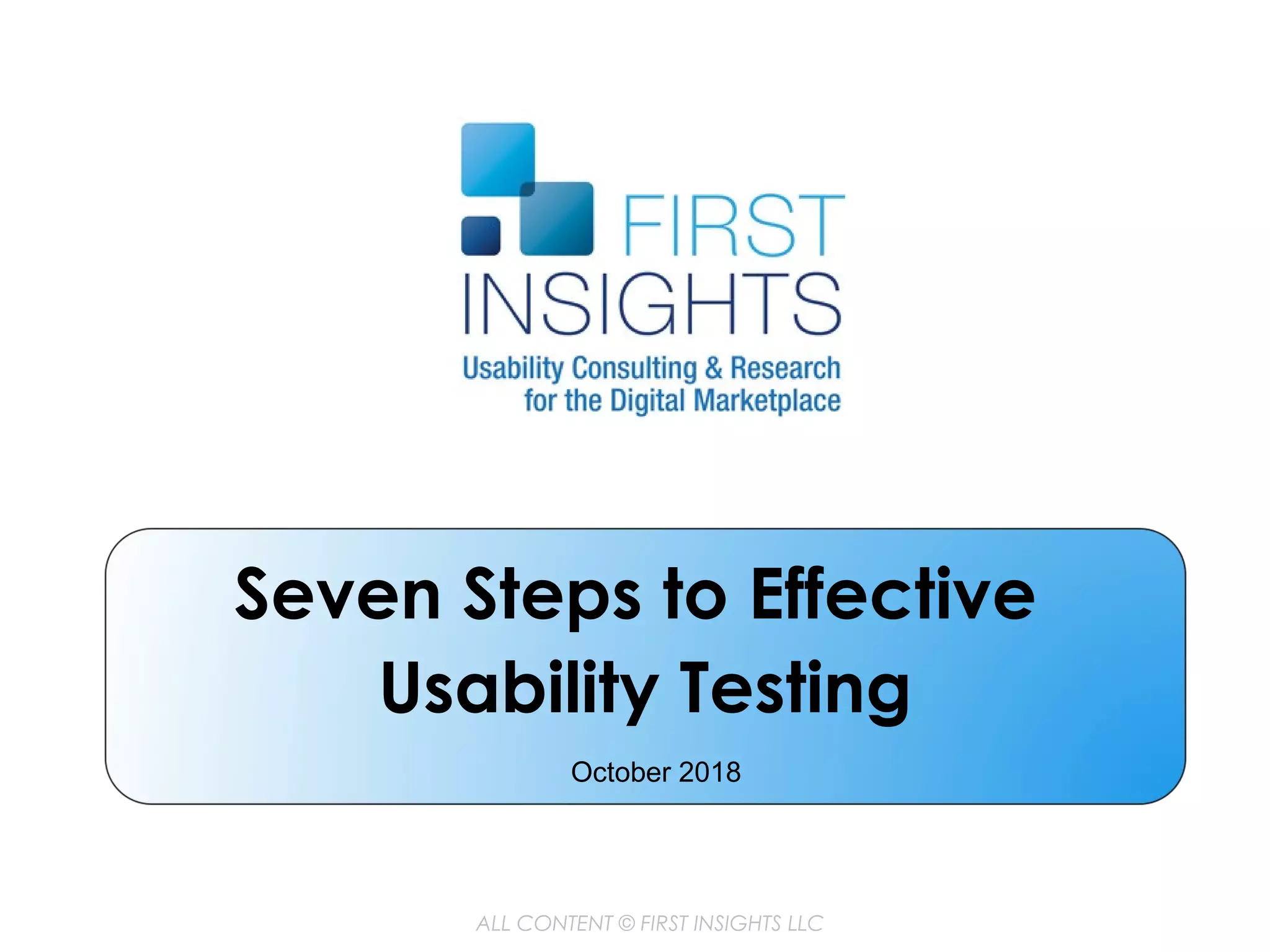 7 Steps to Effective Usability Testing | PPT