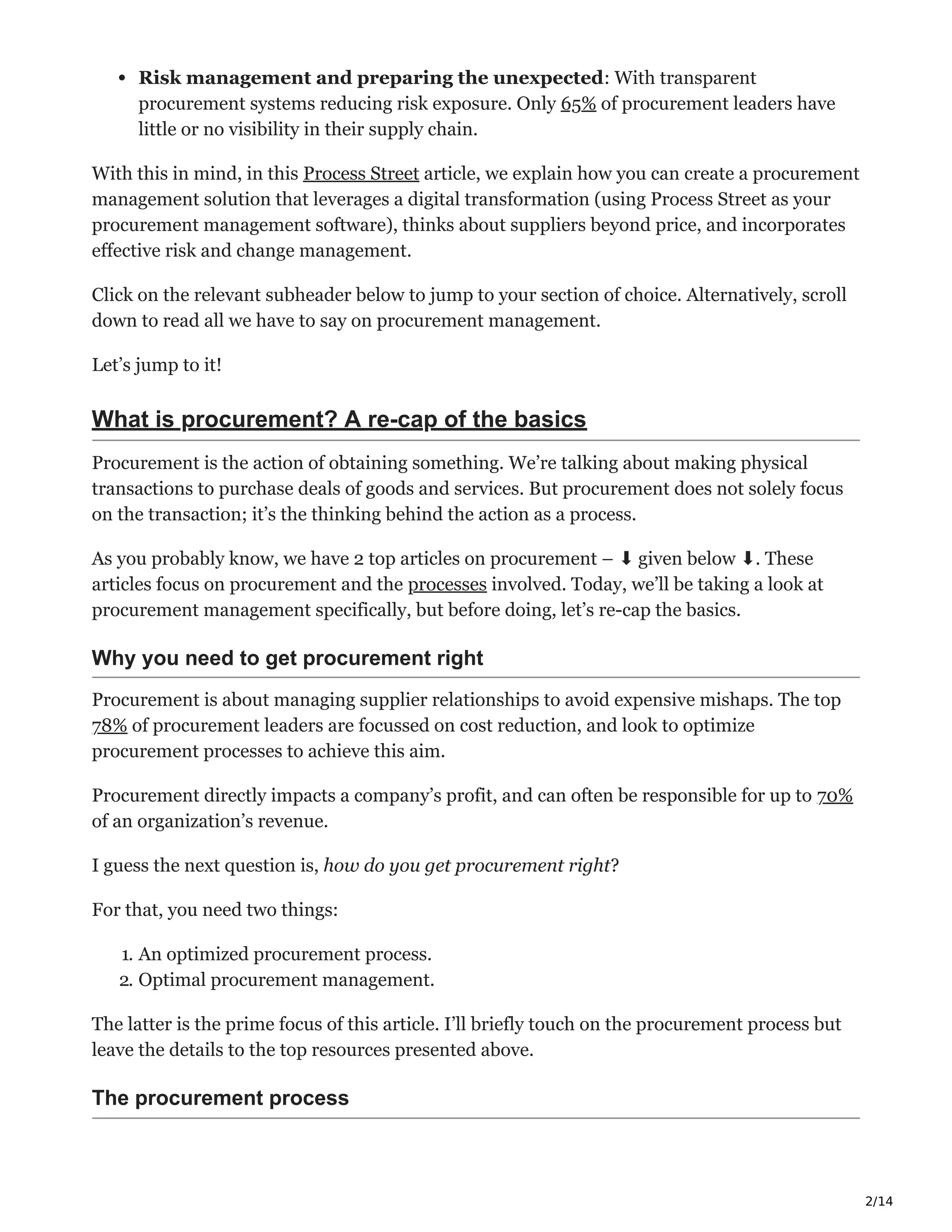 7 Steps To Procurement Management To Optimize Processes Responsible for ~70% of Revenue | PDF