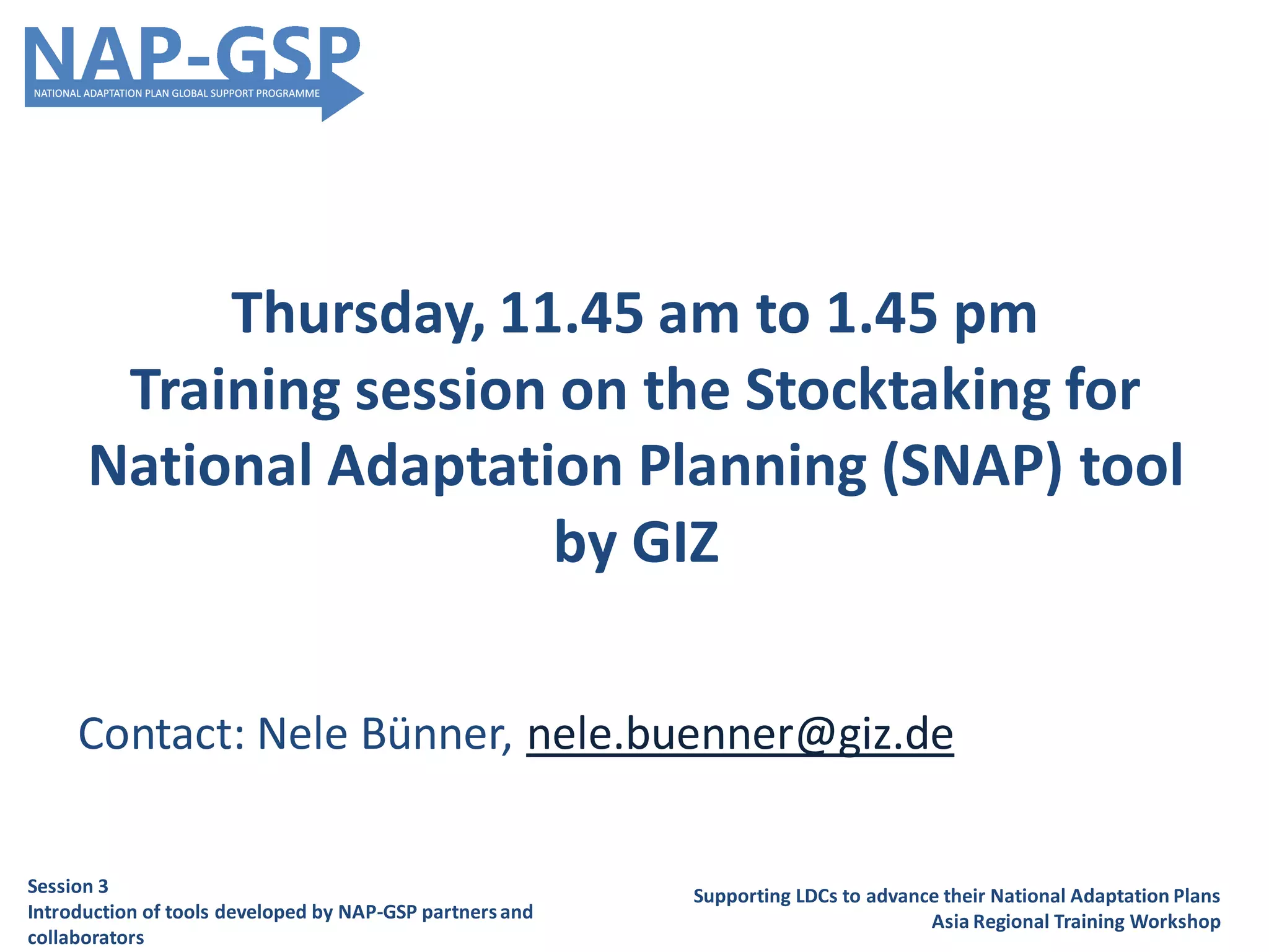 Stocktaking for national adaptation planning (SNAP) tool - GIZ | PDF