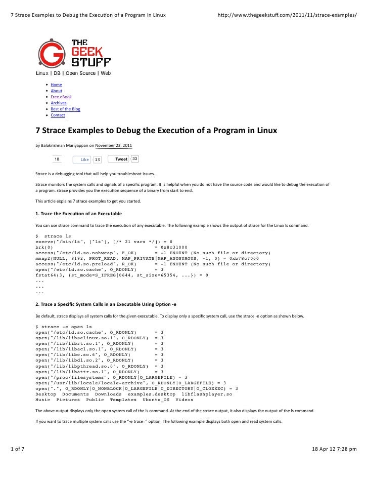 7 Strace Examples To Debug The Execution Of A Program In Linux