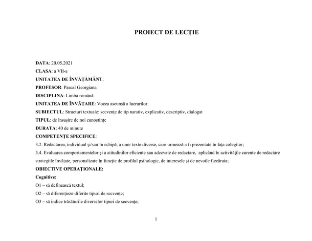 Structuri_textuale -proiect didactic clasa a 7 a | PDF