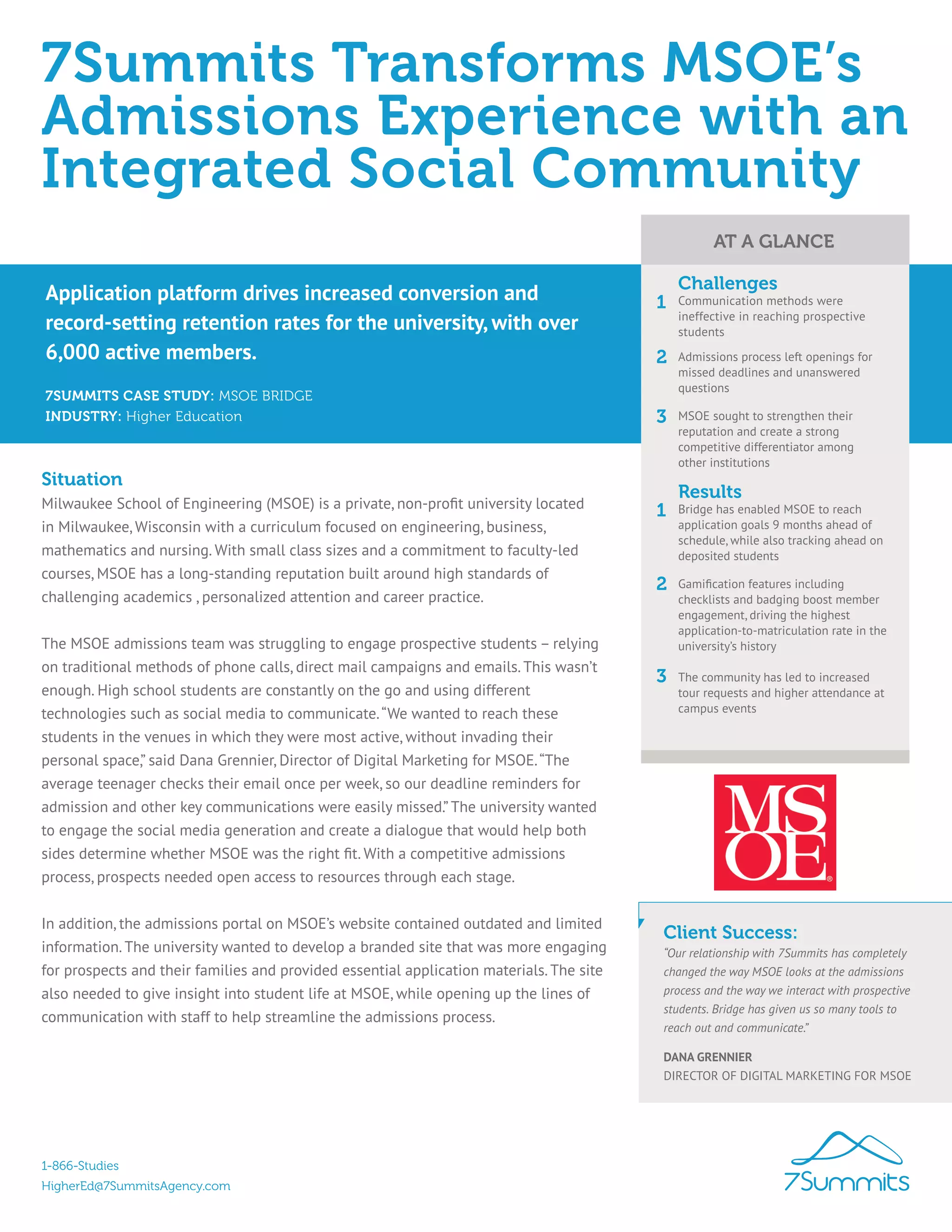 7Summits Case Study - Milwaukee School of Engineering | PDF