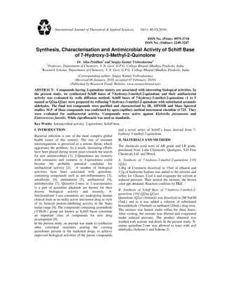 7 synthesis, characterisation and antimicrobial activity of schiff base of 7 hydroxy-3-methyl-2 ...