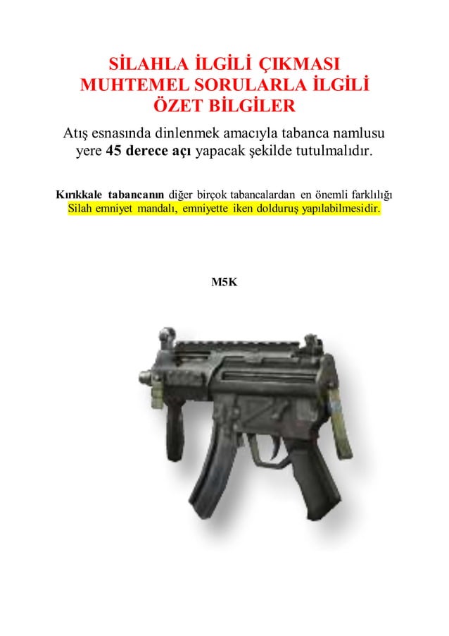 Silah Bilgisi ve Atış | DOC