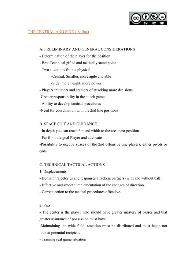 TECHNICAL - TACTICAL OFFENSIVE SPECIFIC POSITIONS | PDF