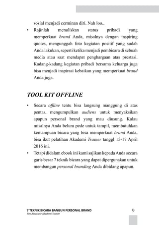 Ebook 7 teknik bicara bangun personal branding jamil azzaini | PDF