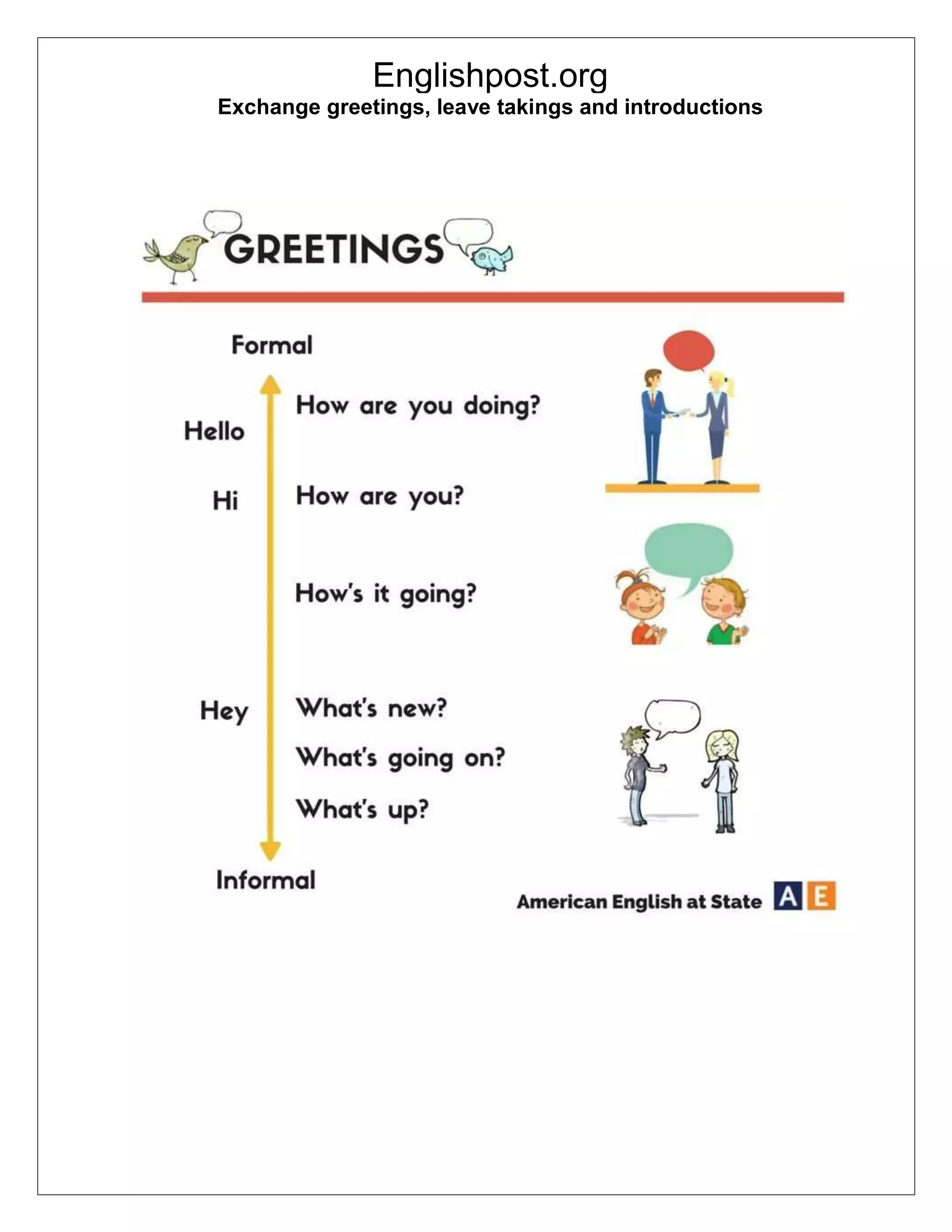 Greeting, Introduction and Leave - Takings (Englishpost.org) | PDF