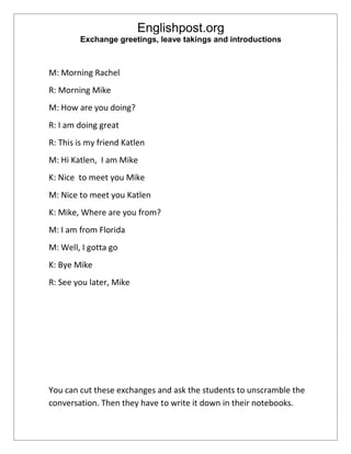 Greeting, Introduction and Leave - Takings (Englishpost.org) | PDF