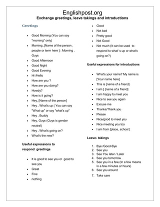 Greeting, Introduction and Leave - Takings (Englishpost.org) | PDF