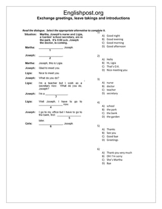 Greeting, Introduction and Leave - Takings (Englishpost.org) | PDF