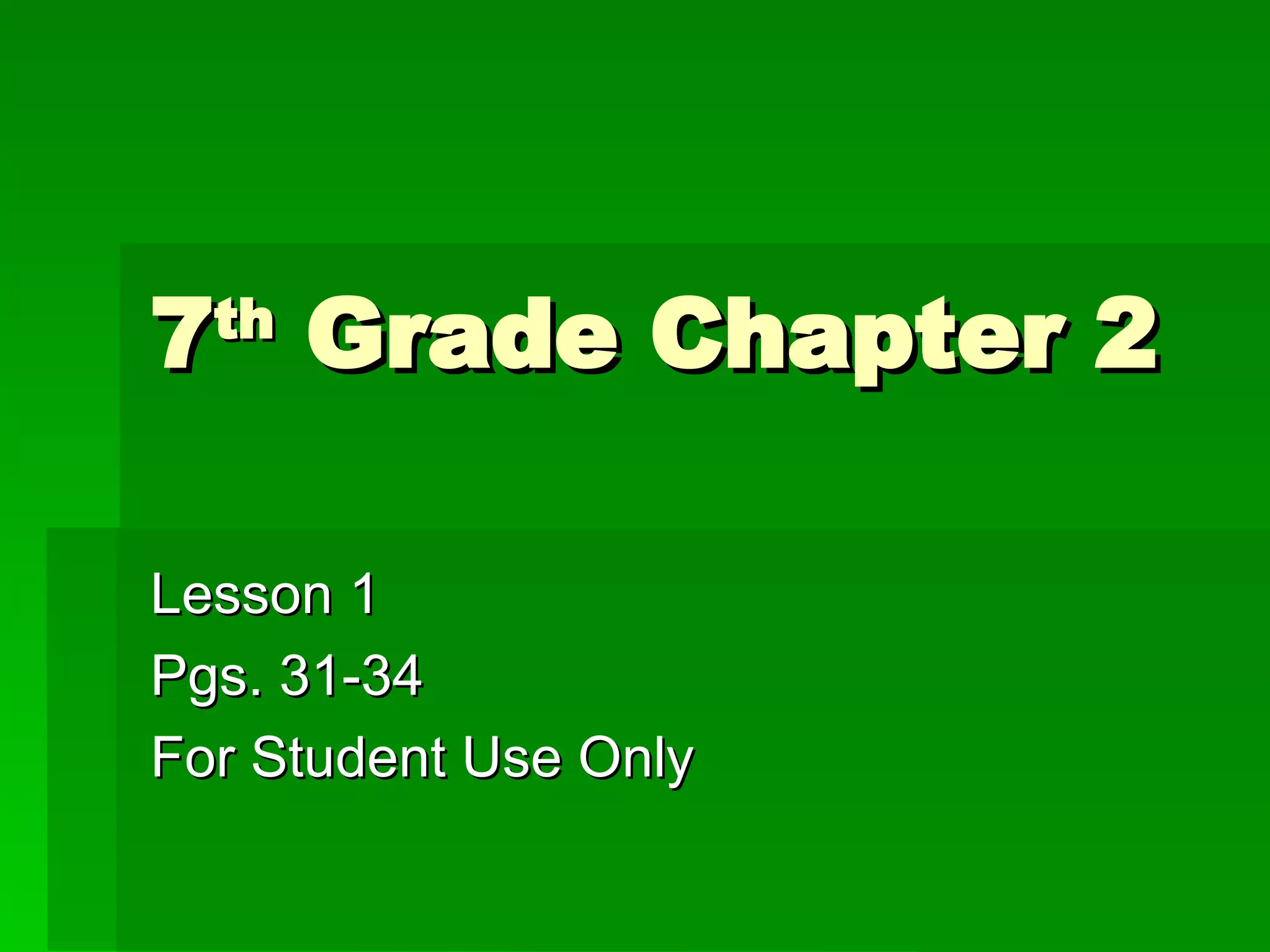 7th Grade Chapter 2 Lesson 1 | PPT