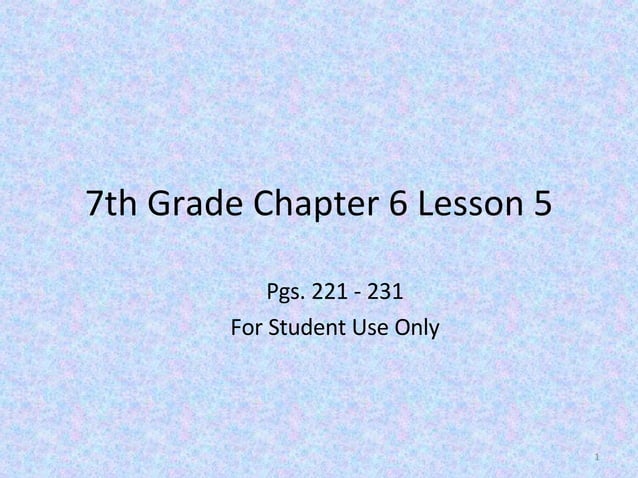 7th Grade Chapter 6 Lesson 5 | PPT