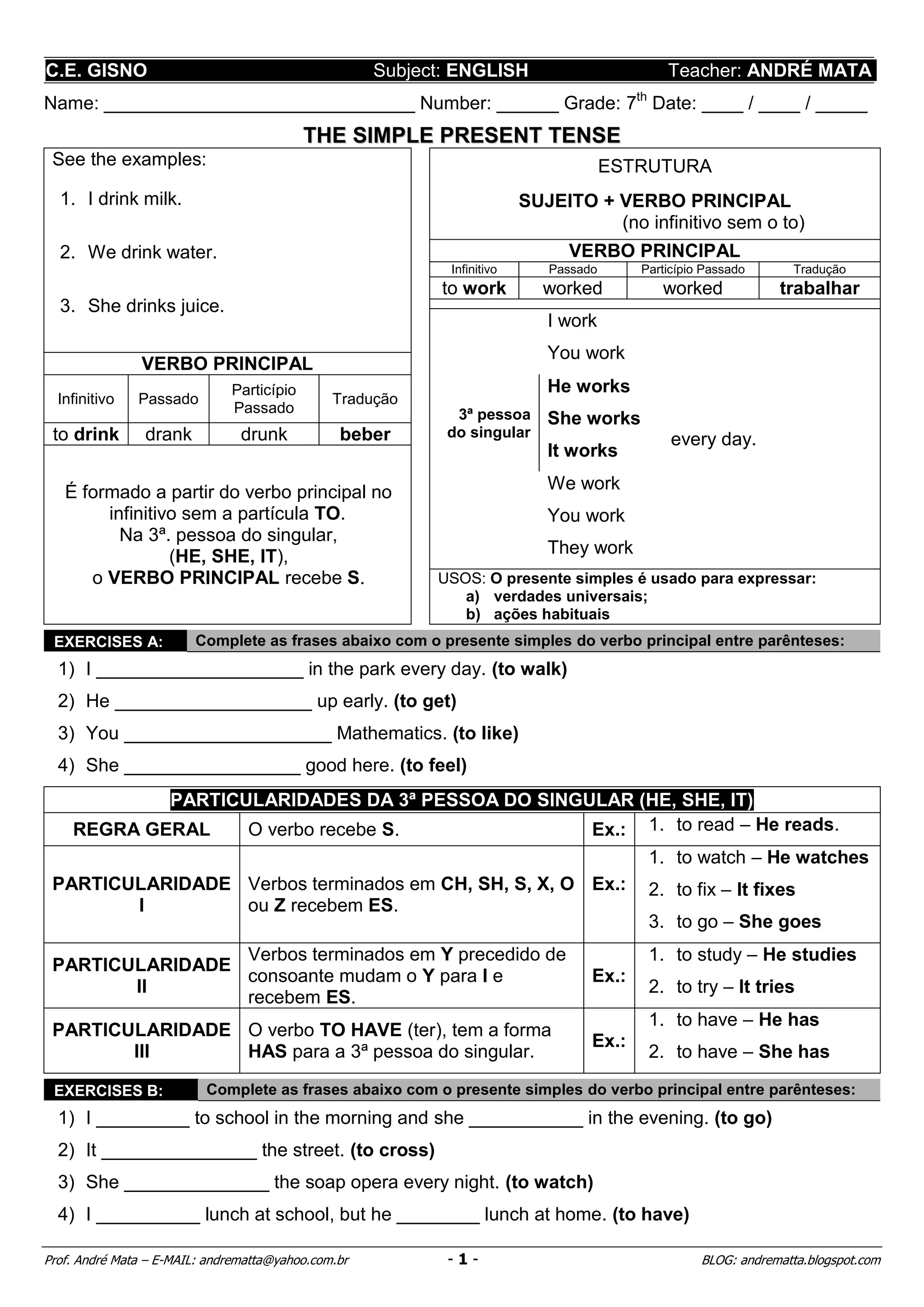 7th grade-the-simple-present-tense-food | PDF