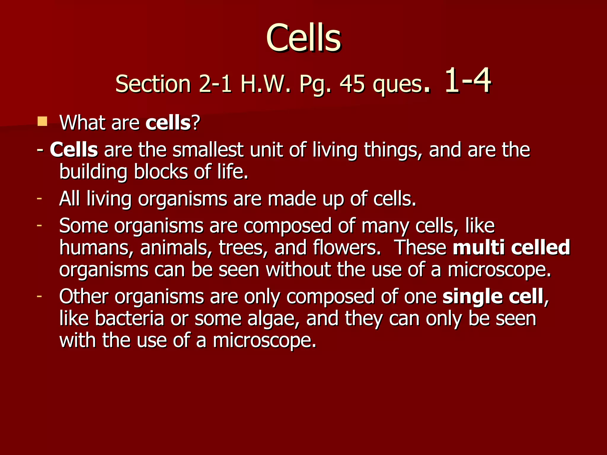 Chapter 2- Cells | PPT
