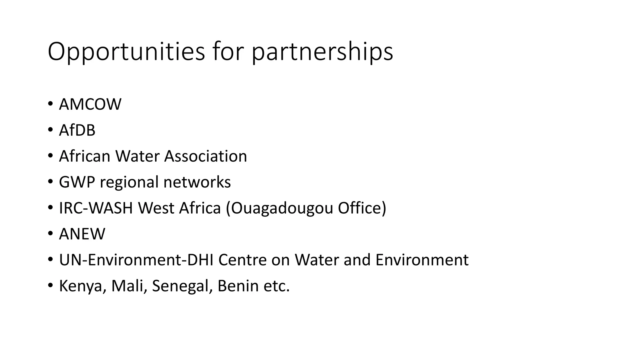 7th Africa Water Week, Water Integrity Network (WIN) | PPT