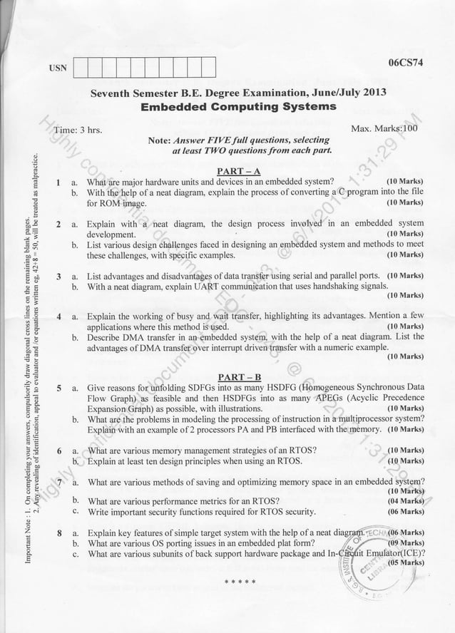 2013-June: 7th Semester CSE Question Papers | PDF