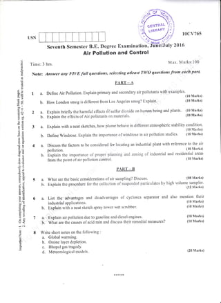 7th Semester (July-2016) Civil Engineering Question Paper | PDF