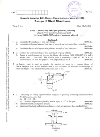 7th Semester (July-2016) Civil Engineering Question Paper | PDF | Science