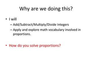 Part 1: Vocabulary; How do you solve proportions? | PPTX