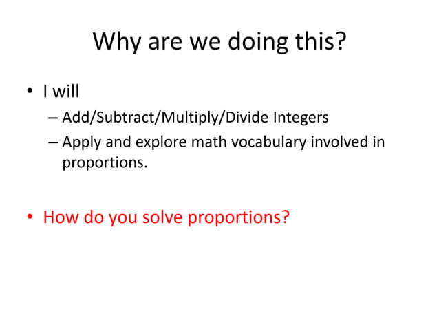 Part 1: Vocabulary; How do you solve proportions? | PPT