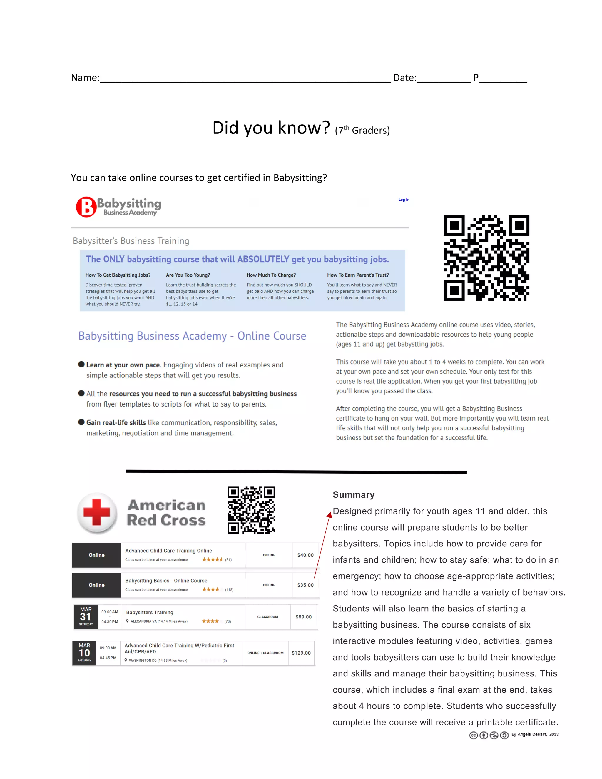 Info: A Course in Babysitting | PDF