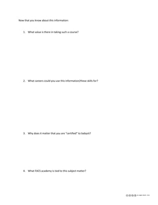 Info: A Course in Babysitting | PDF