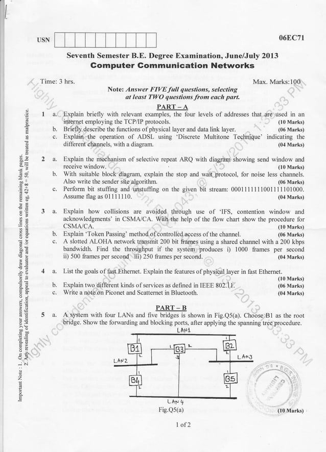 7th Semester Electronic and Communication Engineering (2013-June) Question Papers | PDF