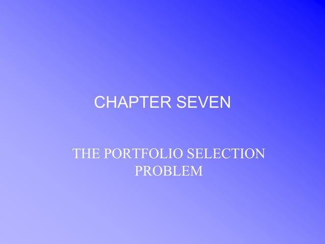 portfolio selection problem modified | PPT