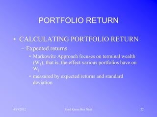 portfolio selection problem modified | PPT
