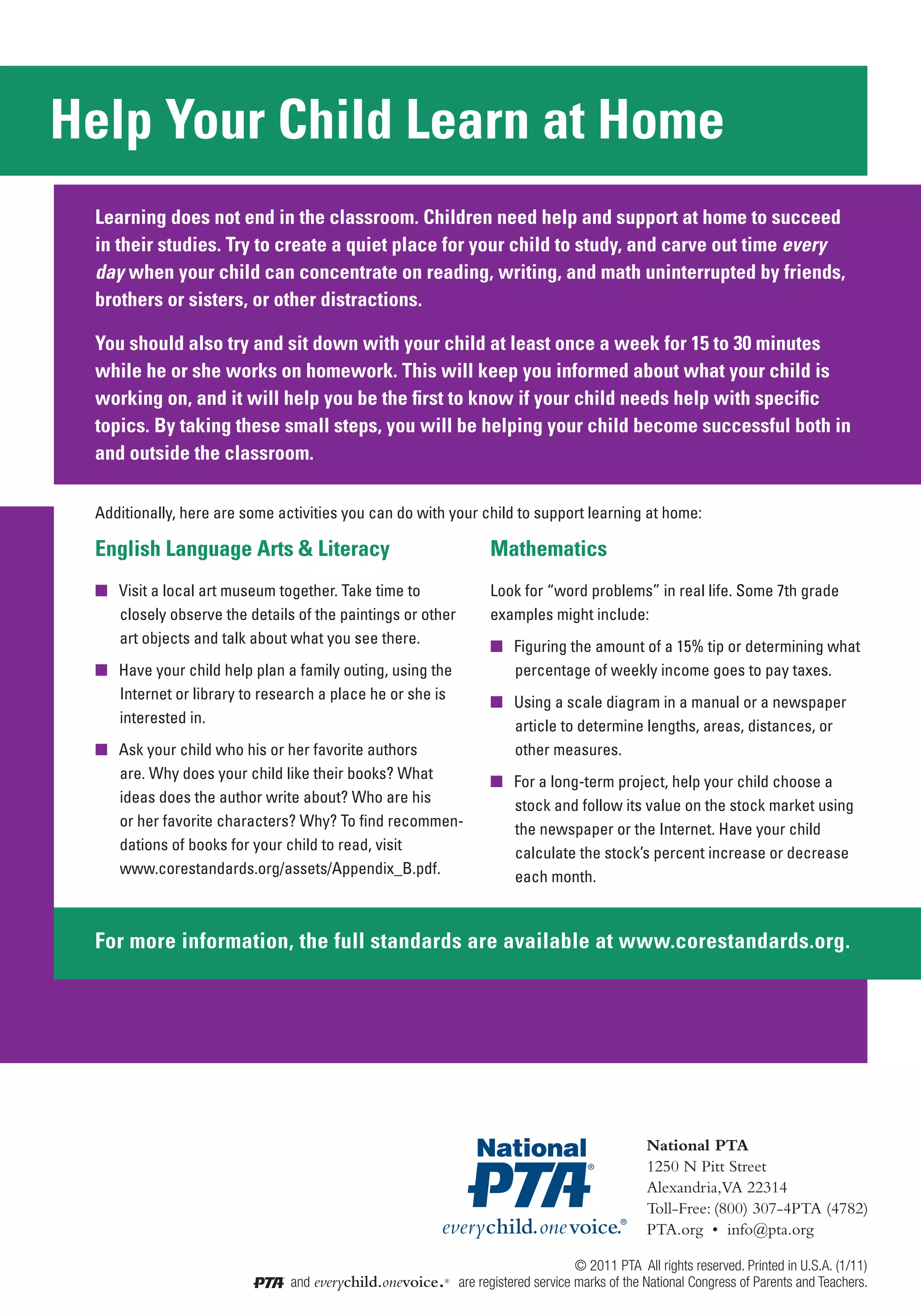 7th grade--Parent's Guide to Student Success | PDF