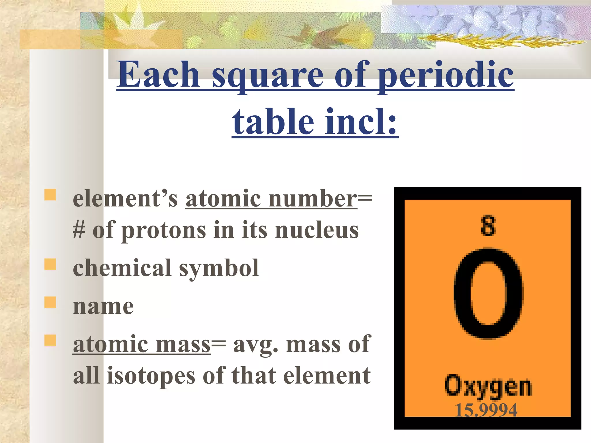 7th grade ch. 3 sec. 2 reading the periodic table | PPT