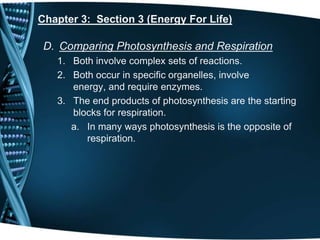 7th grade chapter 3 section 3 (energy in cells) | PPTX | Chemistry ...