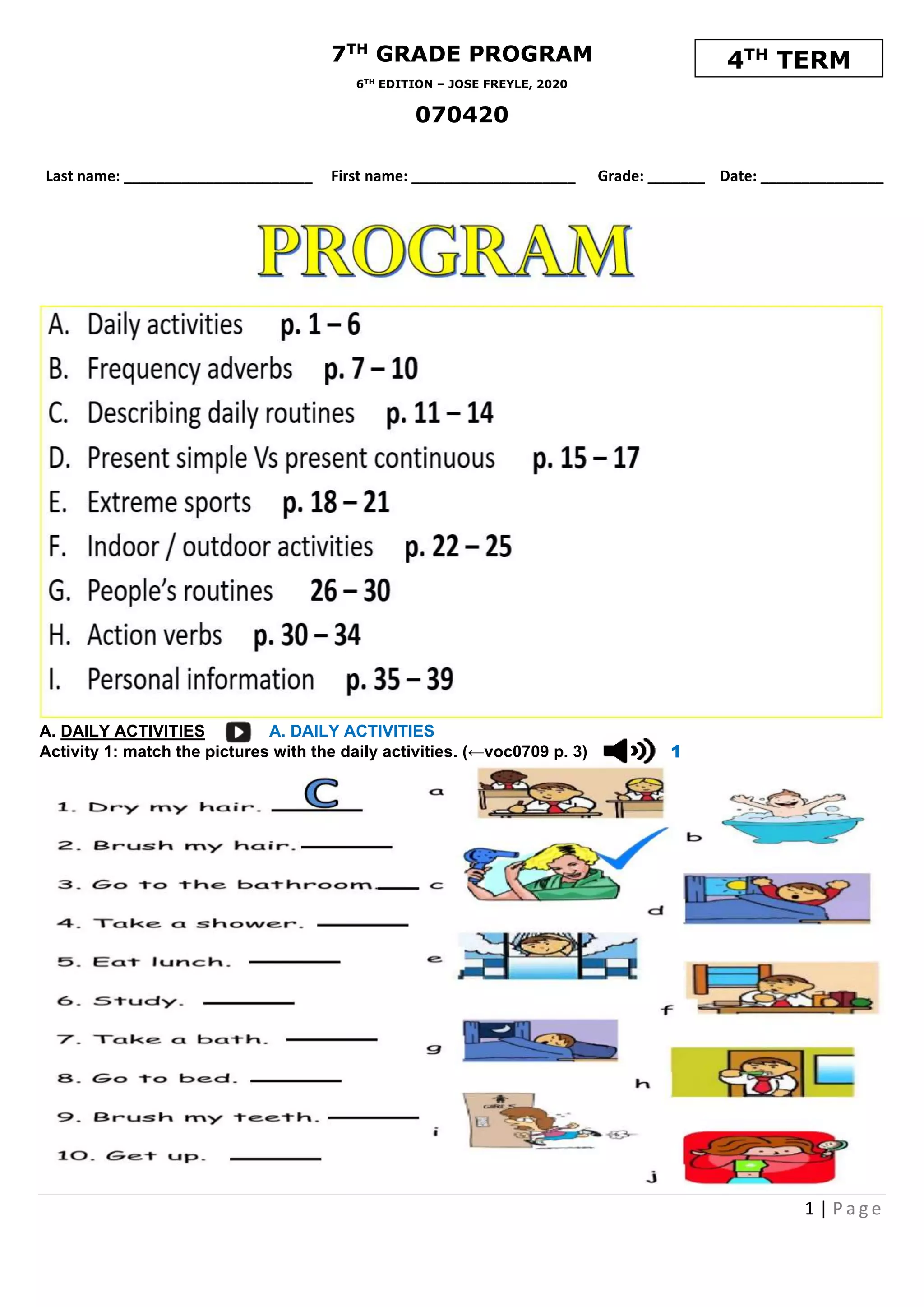 7th grade 4th term 2020 | PDF | Homework and Study | Education