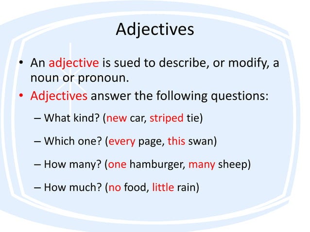 7th grade adjectives | PPTX