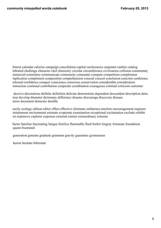 7th grade commonly misspelled words | PDF