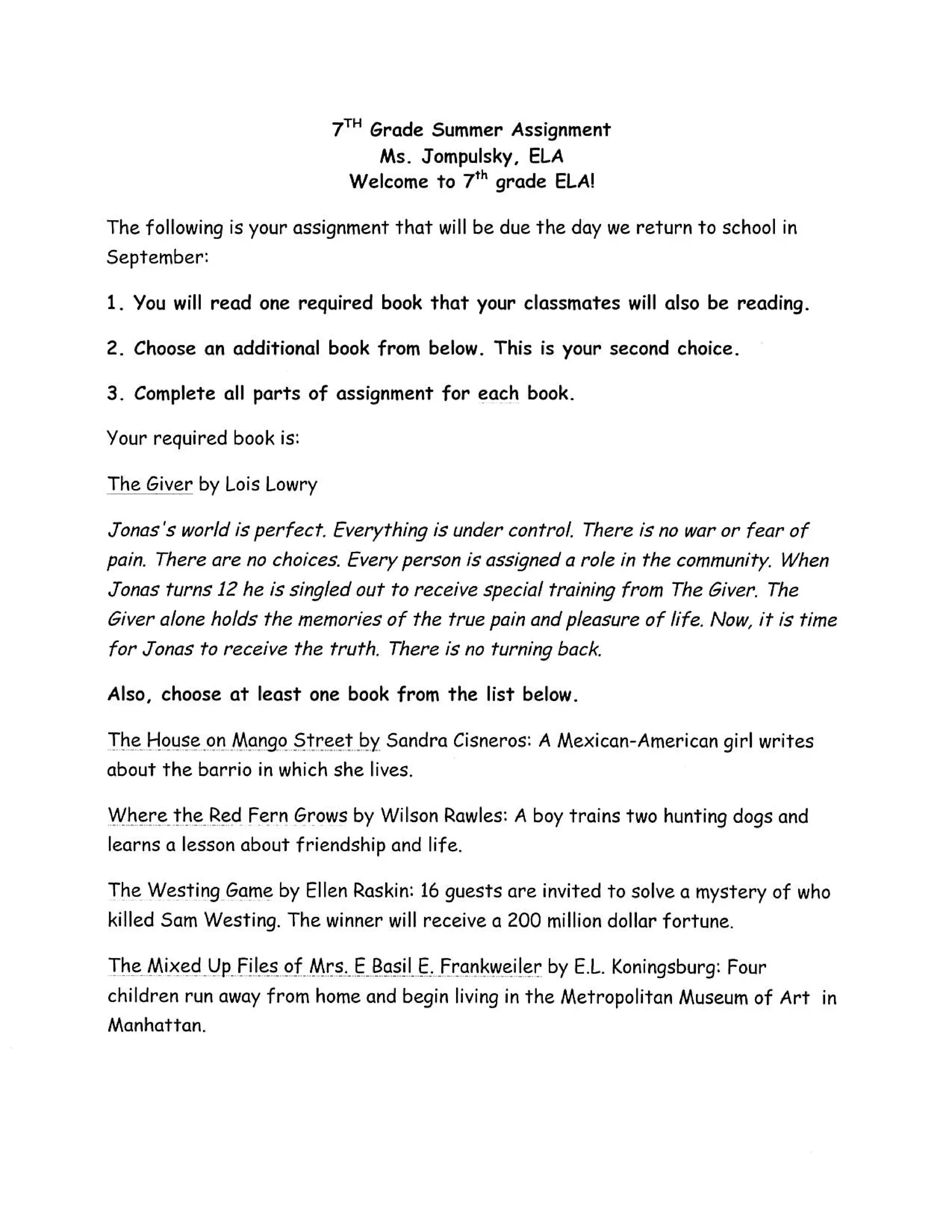 7th grade ela summer packet | PDF