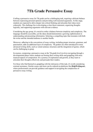 7Th Grade Persuasive Essay.pdf | Secondary Education | Education