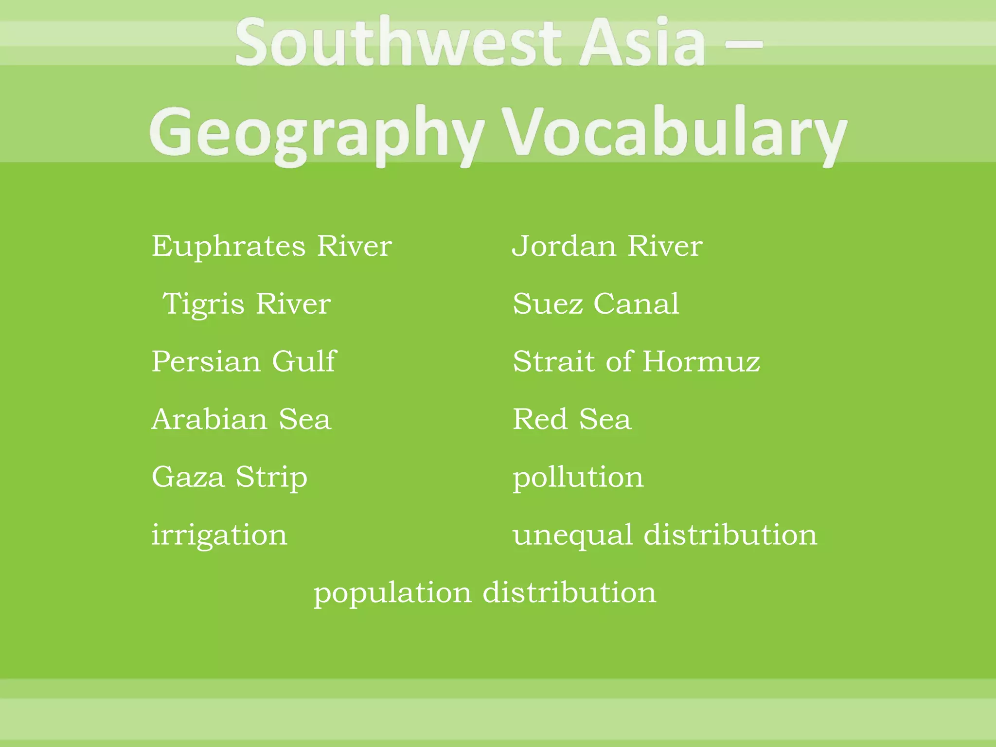 7th g rade southwest asia – geography vocabulary | PPT