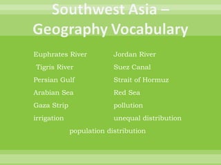 7th g rade southwest asia – geography vocabulary | PPT