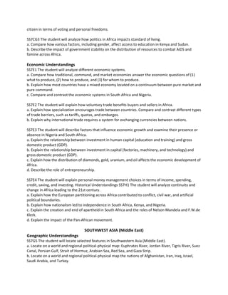 7th Grade Social Studies Georgia Performance Standards | DOCX