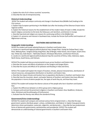 7th Grade Social Studies Georgia Performance Standards | DOCX