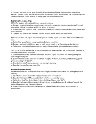 7th Grade Social Studies Georgia Performance Standards | DOCX