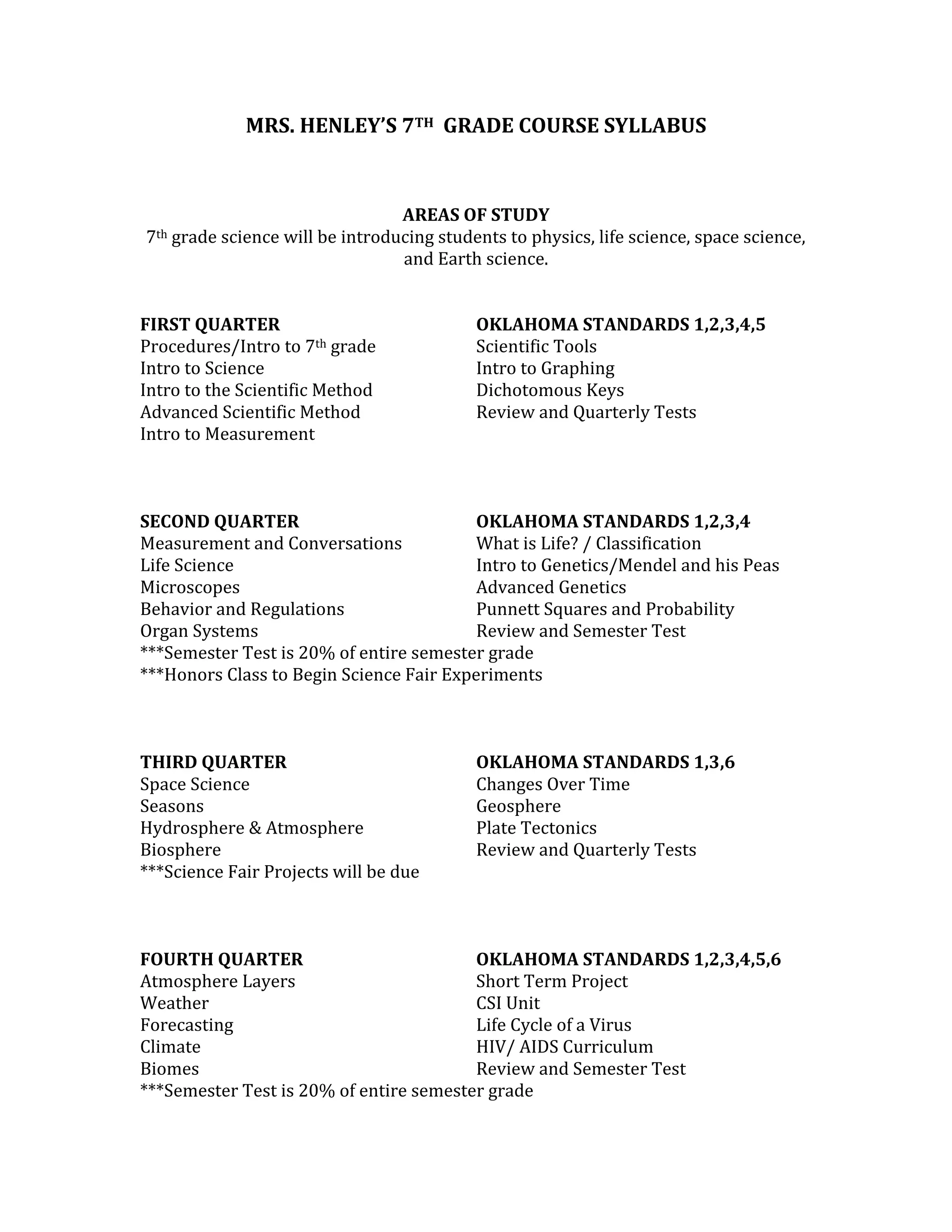 7th grade syllabus | DOCX