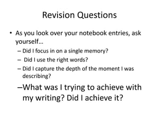 7th Grade Writing- Memoirs | PPTX