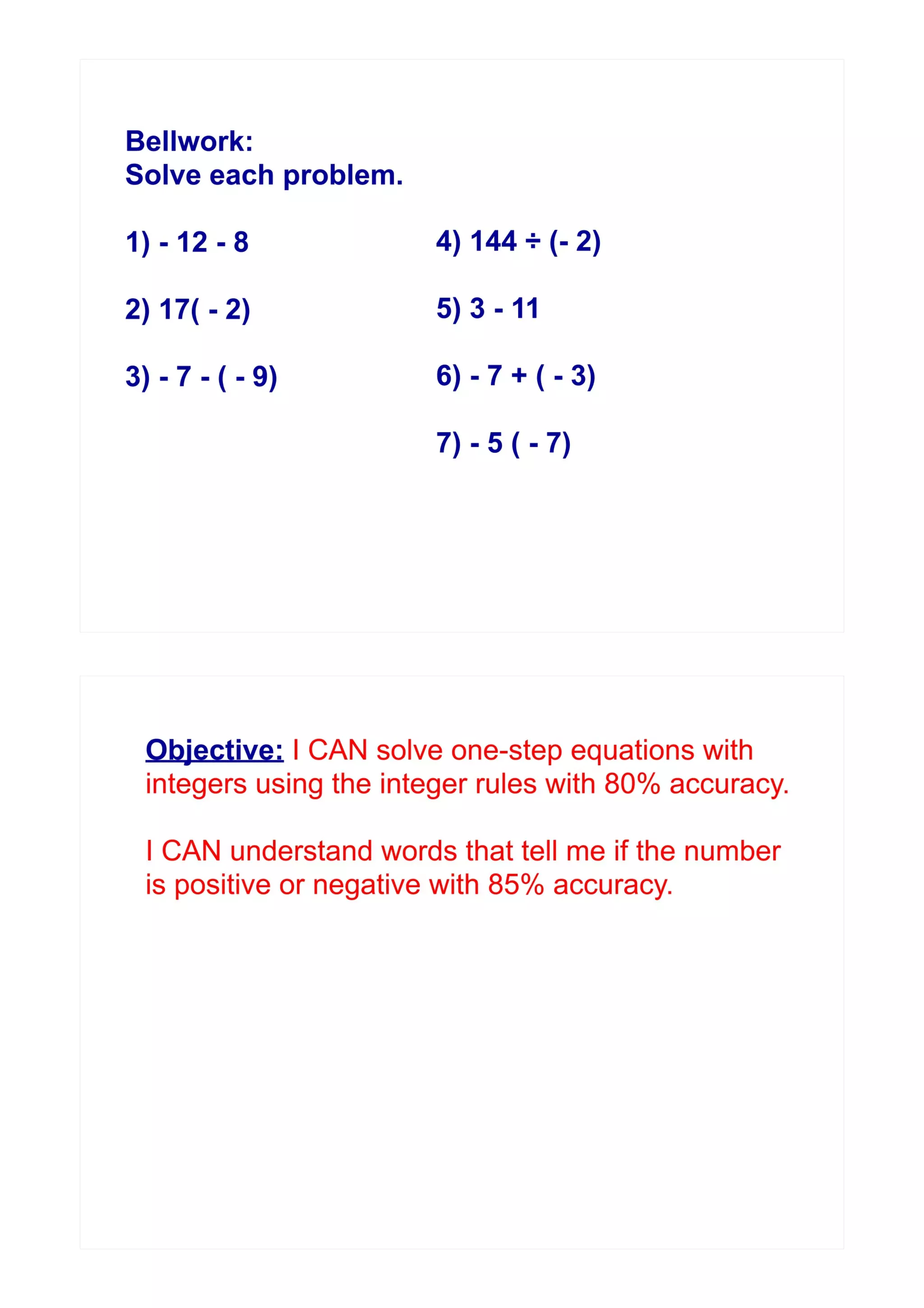 7th integer equations | PDF