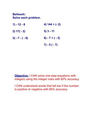 7th integer equations | PDF
