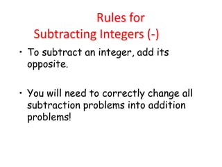 7th integers class 7 ppt | PPTX
