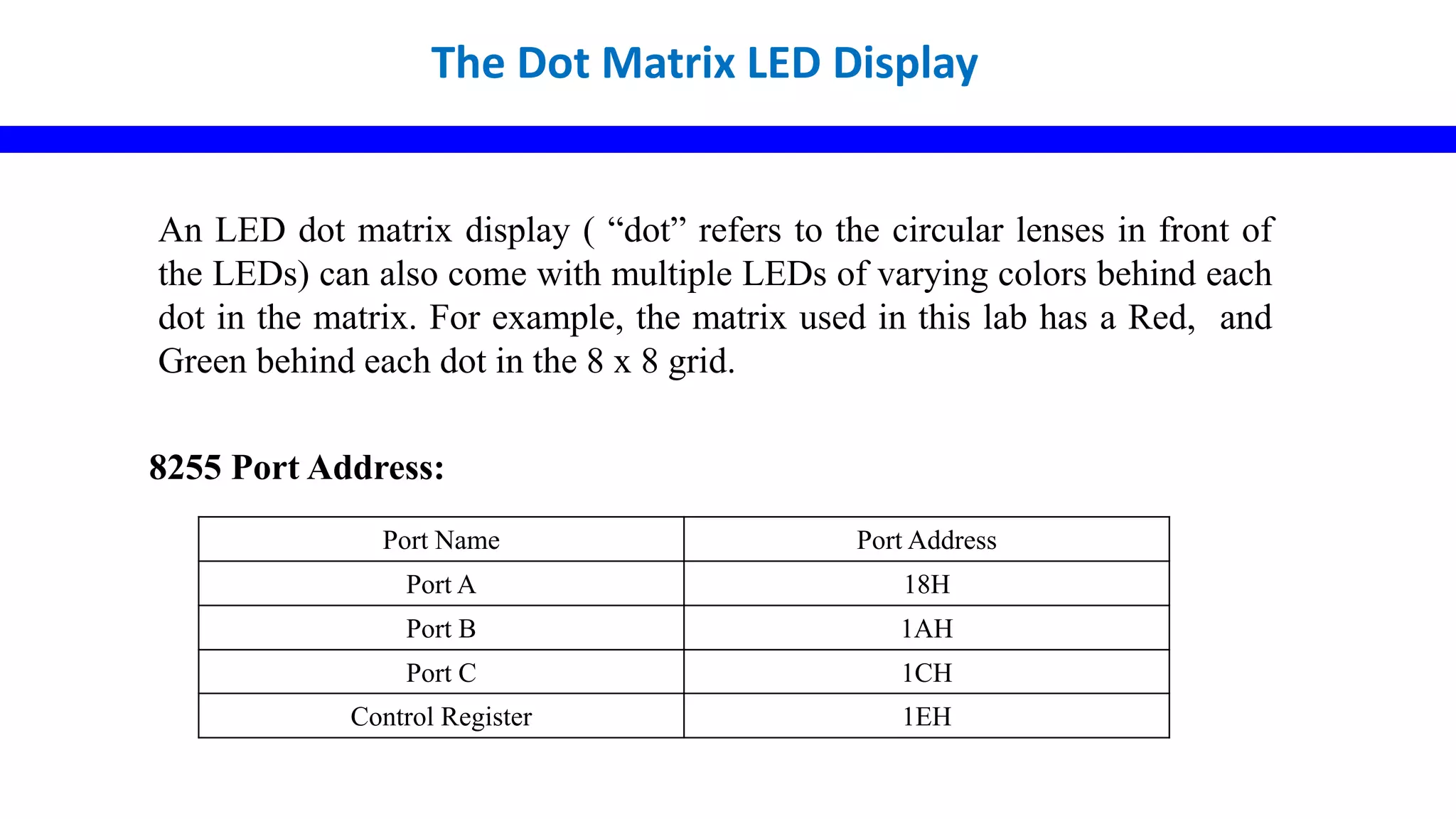Dot Matrix LED Interfacing using 8255 PPI | PPTX