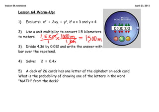 7th math c2 -l64--april 23 | PPT
